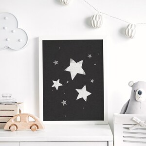 Black and White Stars Kid's Room Print, Digital Download, Nursery Decor ...
