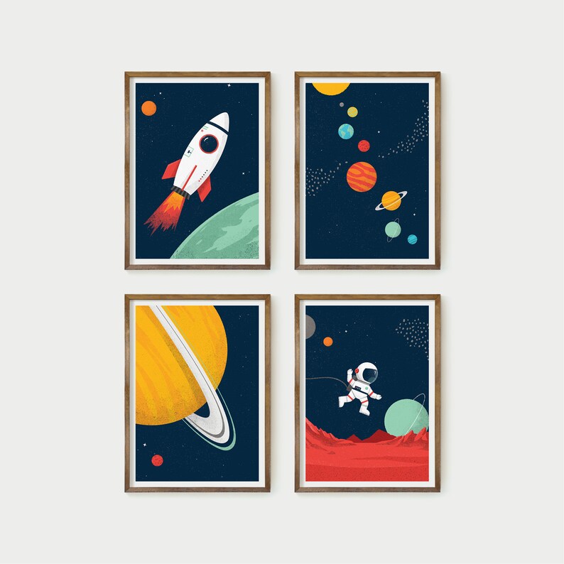 Spaceship Art Print for Kids Space Themed Decor Printable - Etsy