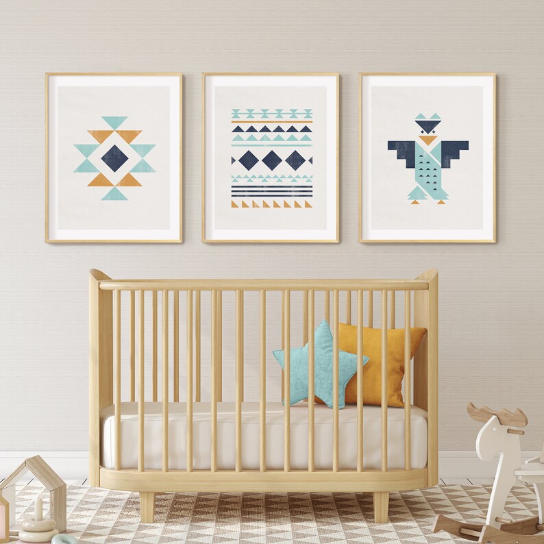 Tribal Aztec Kids or Nursery Print Southwest Wall Art Boho - Etsy