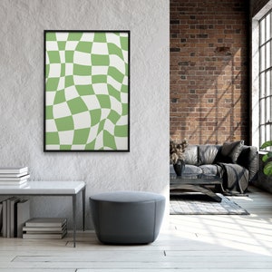 Wall Decor Green Wavy Checkered Poster, Printable Digital Download ...