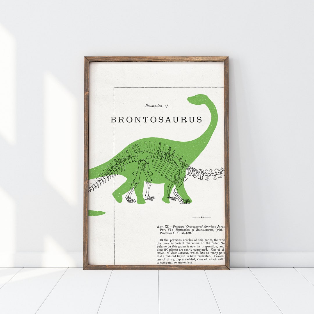 Brontosaurus Dinosaur Art for Kids Room Printable, Paleontology Print ...