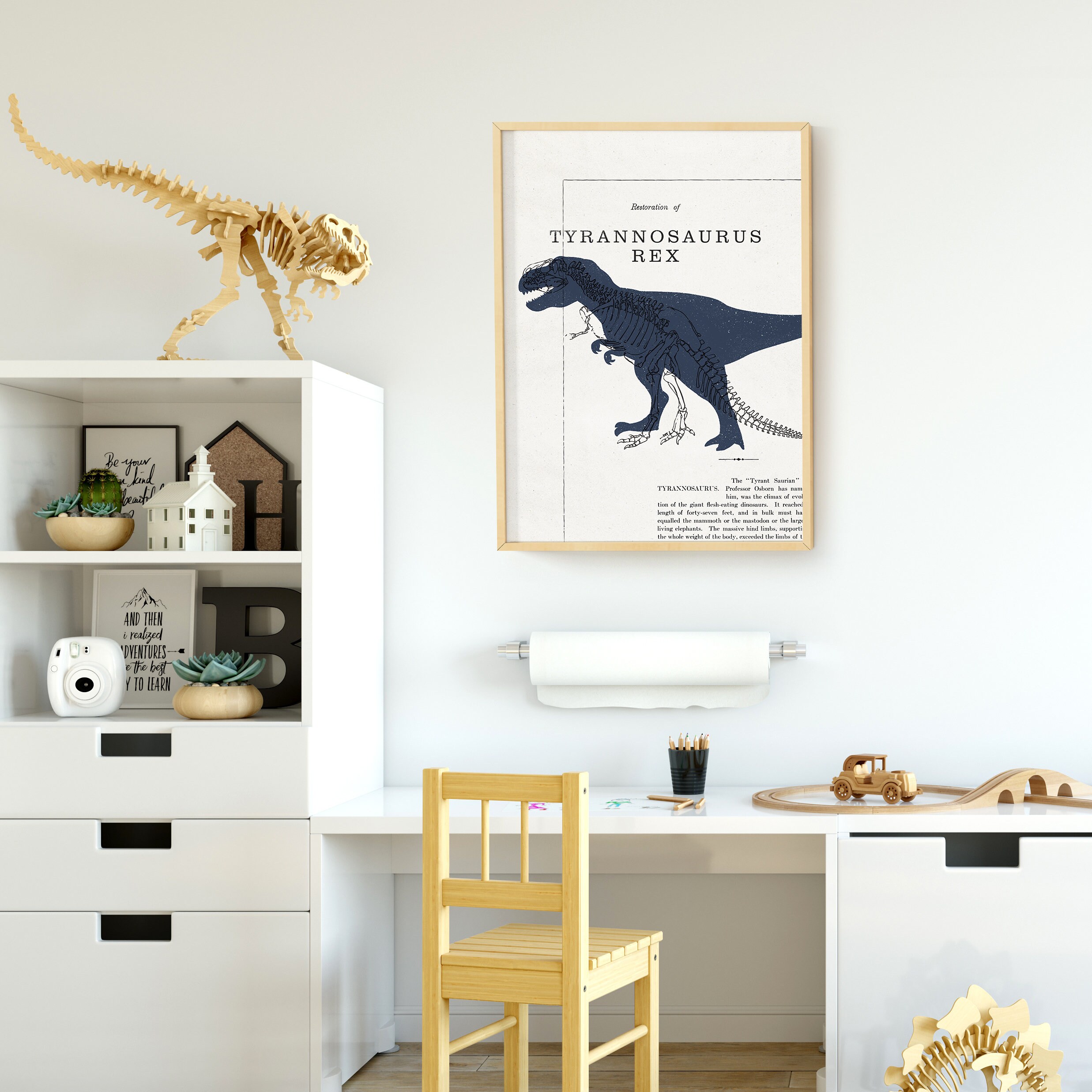T-rex Print Navy Dinosaur Print Tyrannosaurus Nursery - Etsy