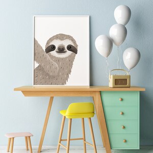 Sloth Print, Children's Room Decor, Printable Digital Download, Sloth ...