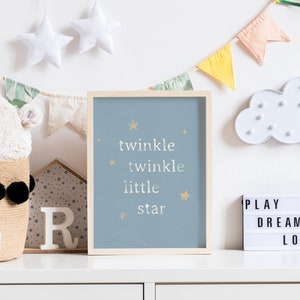 Light Blue, Twinkle Twinkle Little Star Nursery Print, Digital Download ...