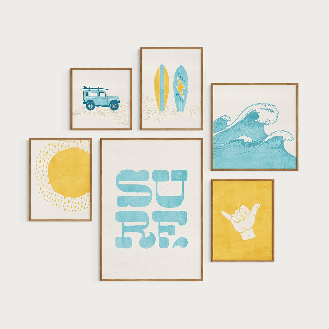 Surf Gallery Wall Art, Set of 6 Prints, Surf Nursery Decor, Printable ...