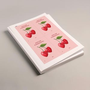 Printable Kids Cherry Valentine Card, Valentine Cherries, Cherry Heart ...