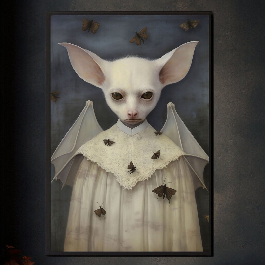 Albino Bat PRINTABLE Wall Art Weirdcore Western Gothic Decor Creepy Art ...