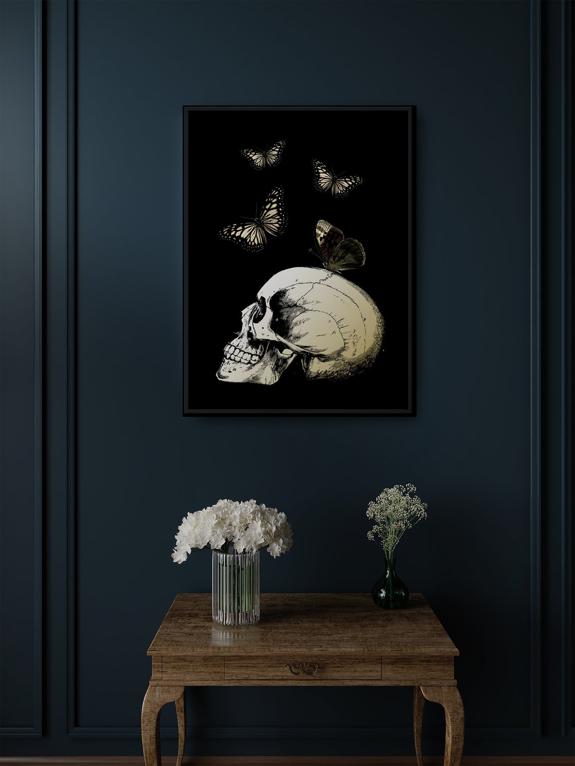 Dark Academia PRINTABLE Wall Art Skull & Butterflies Goth - Etsy