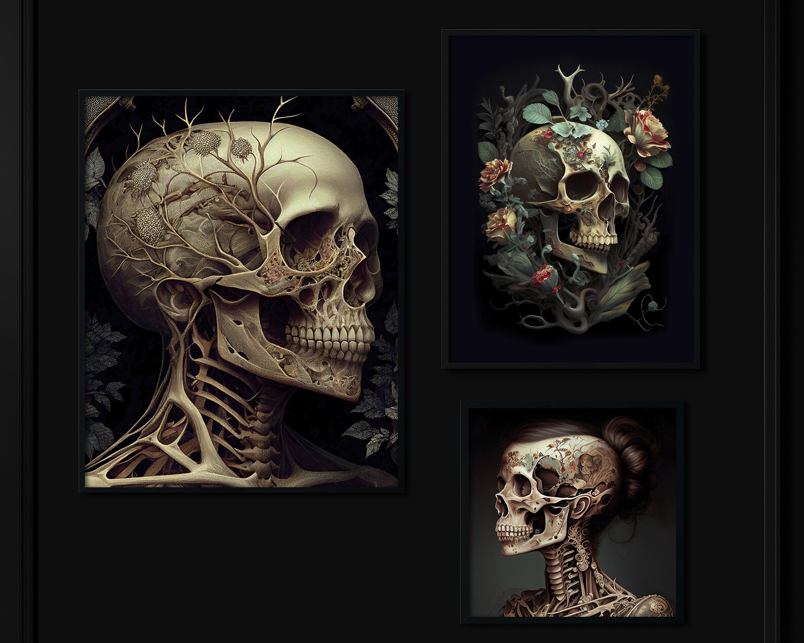 Macabre Decor PRINTABLE 3 Piece Wall Art Weirdcore Skull - Etsy