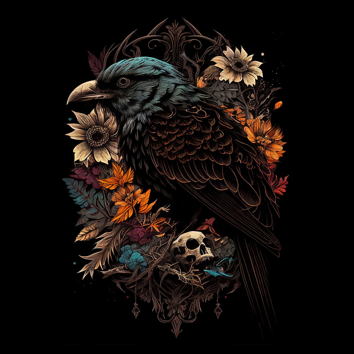 Raven 3 Piece Wall Art PRINTABLE Whimsigothic Room Decor - Etsy