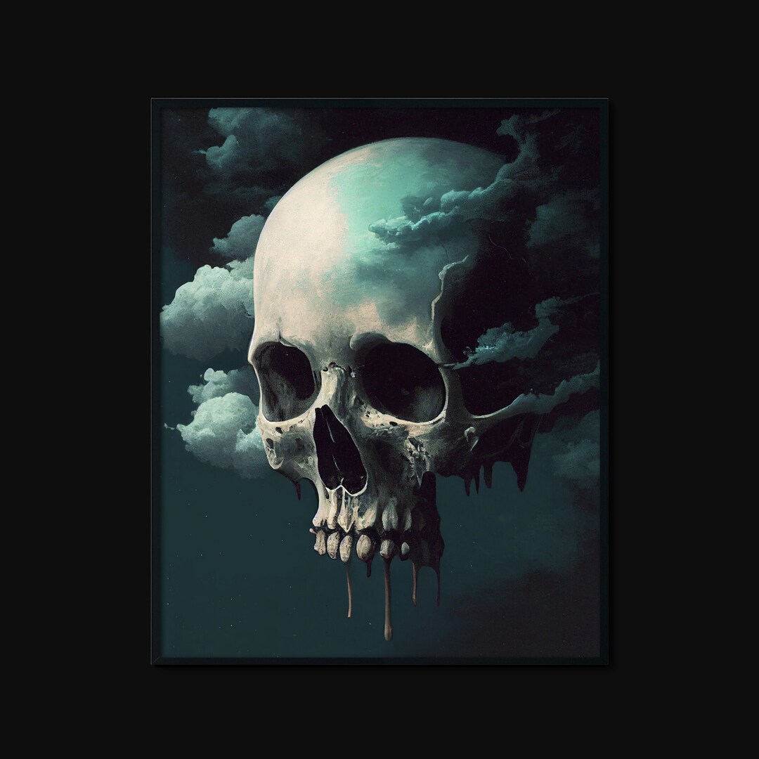 Goth Romantic PRINTABLE Skull & Moon Wall Art Whimsigoth Decor Boho ...