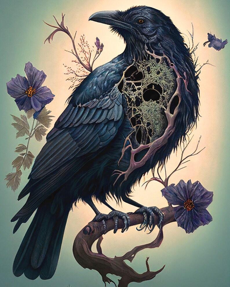 Raven 3 Piece Wall Art PRINTABLE Whimsigothic Room Decor - Etsy