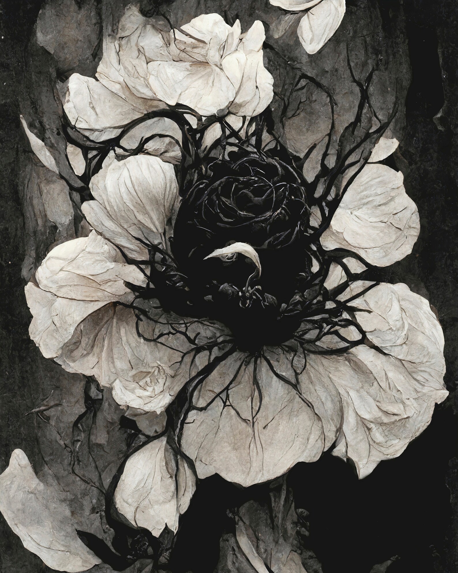 Whimsigoth Decor Black Flowers PRINTABLE 3 Piece Wall Art - Etsy