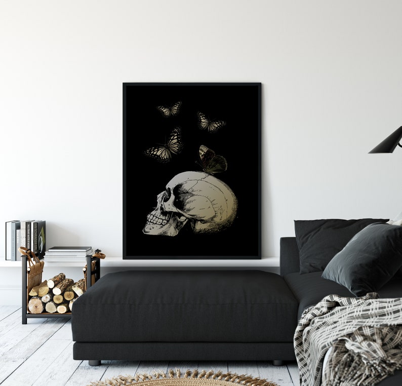 Dark Academia PRINTABLE Wall Art Skull & Butterflies Goth - Etsy
