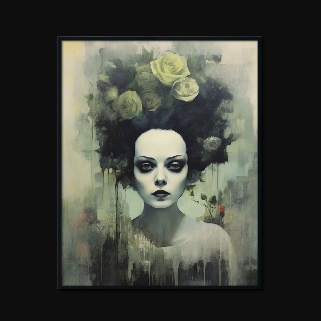 Bride of Frankenstein Decor PRINTABLE Fairy Grunge Wall Art Floral ...