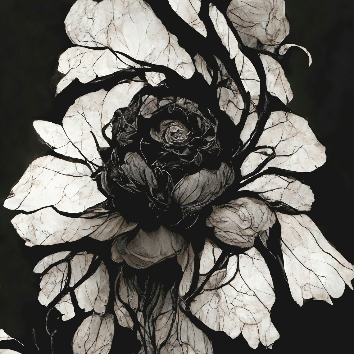Whimsigoth Decor Black Flowers PRINTABLE 3 Piece Wall Art - Etsy