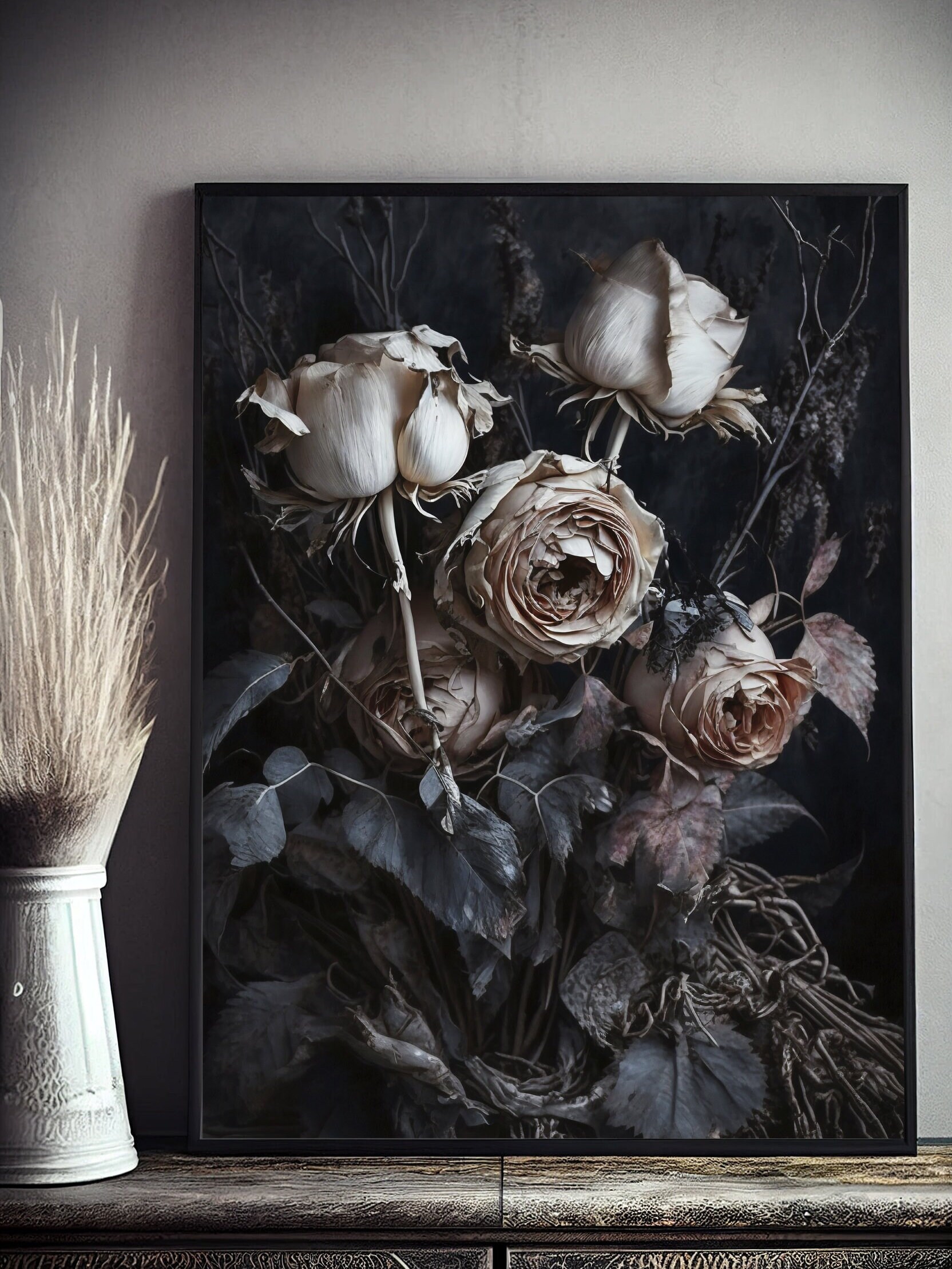 Dried Roses Flowers Wall Art Whimsigothic Floral Decor - Etsy