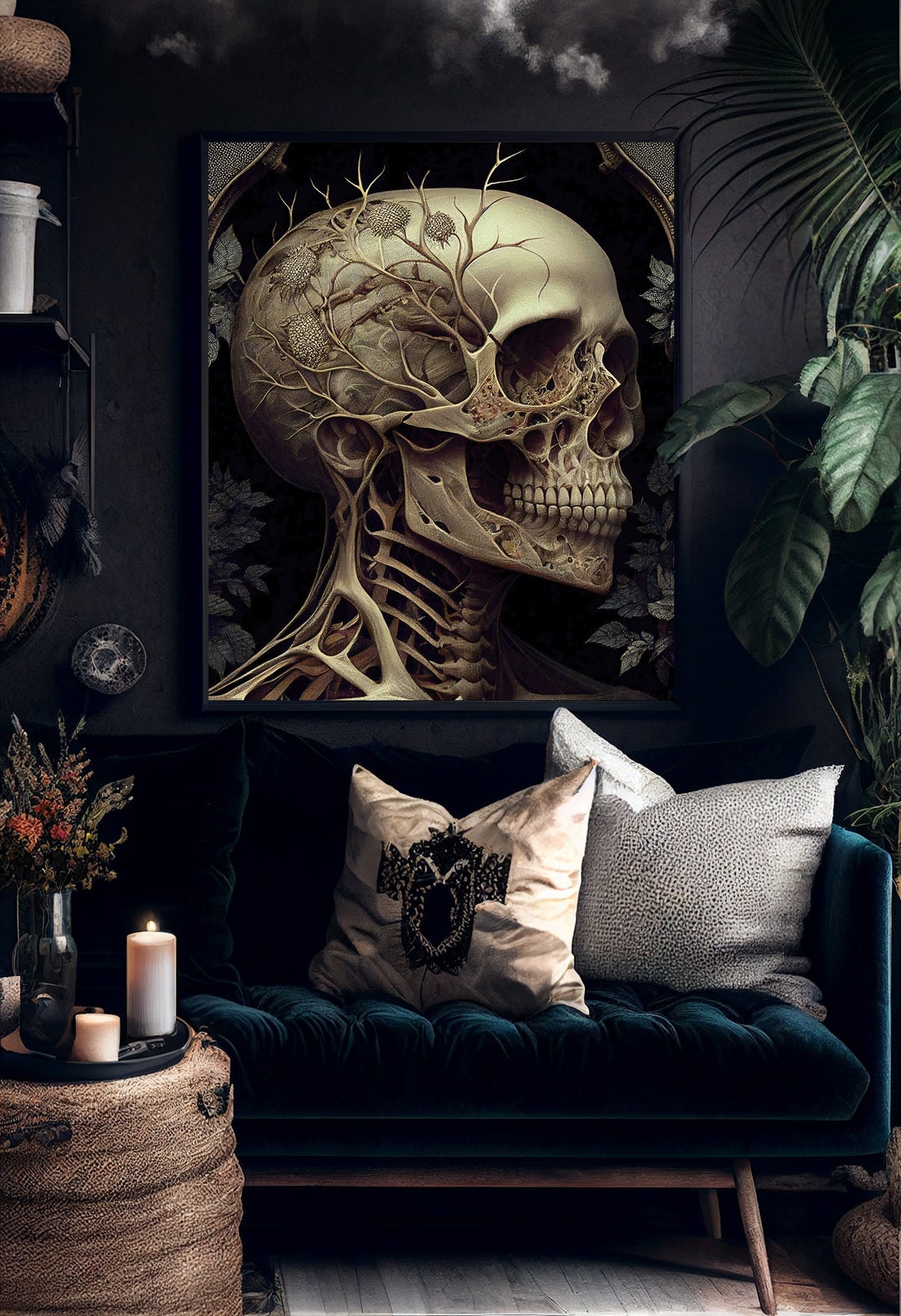 Goth Skull Wall Art | Weirdcore Room Decor | Victorian Gothic Artwork ...