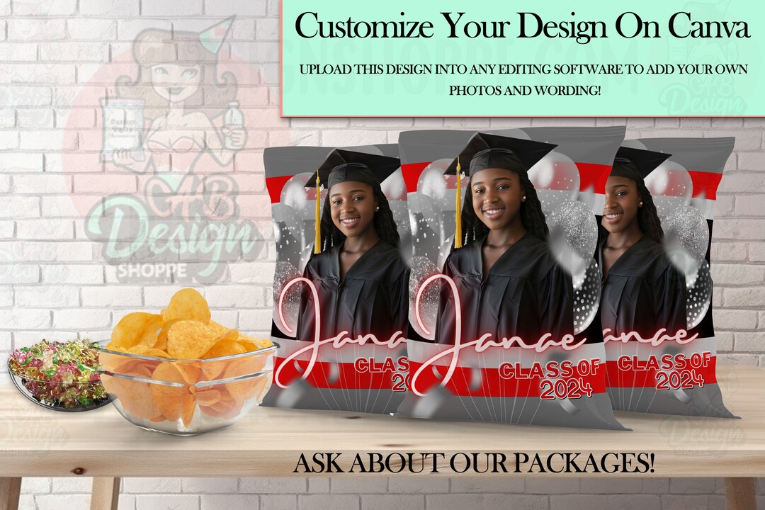 Graduation Chips Canva Editable Digital Chip Bags - Digital Download - Etsy