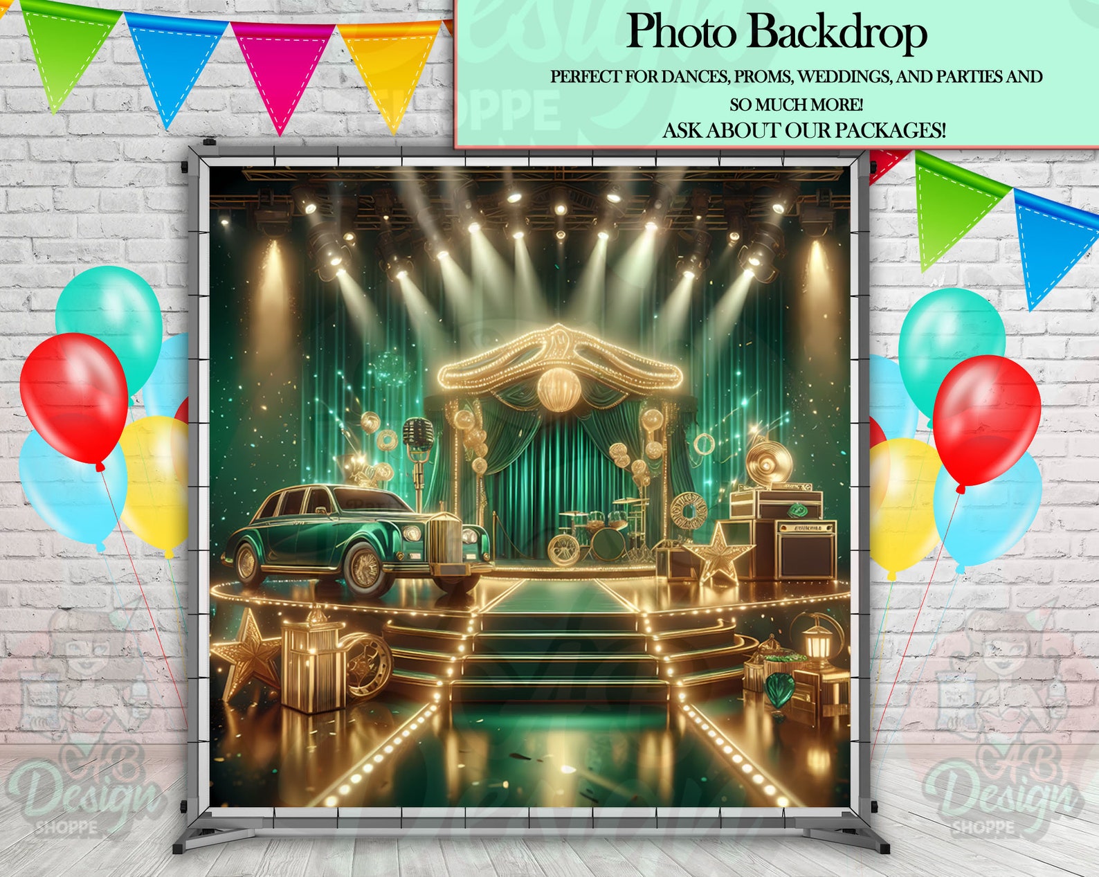 Green and Gold Elegant Photo Backdrop- Digital Download Bundle - Etsy