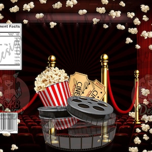 Movie Night Canva Editable Digital Chip Bags - Digital Download - Etsy