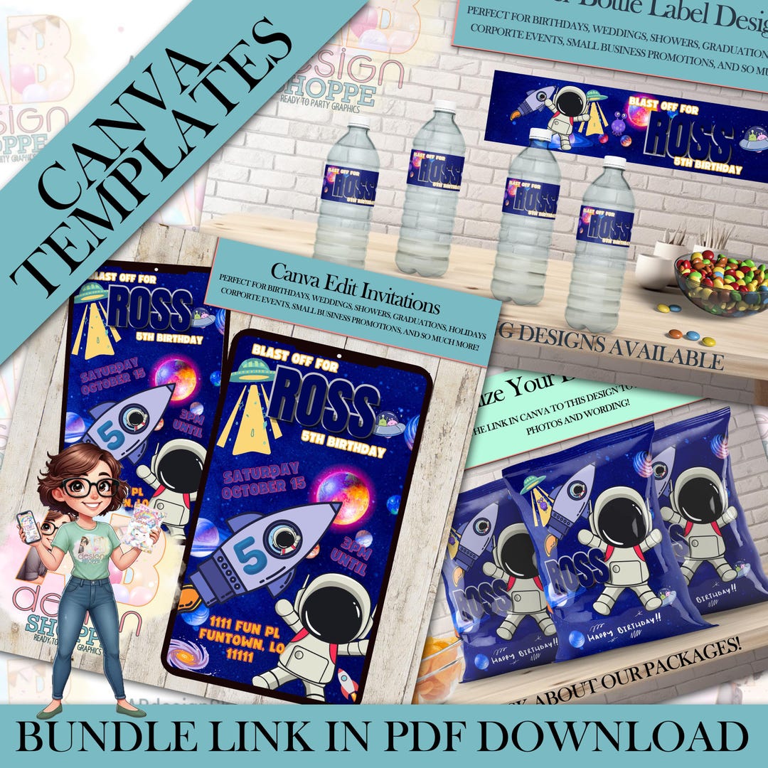 Space Astronaut Canva Templates Digital Bundle - Digital Download - Etsy