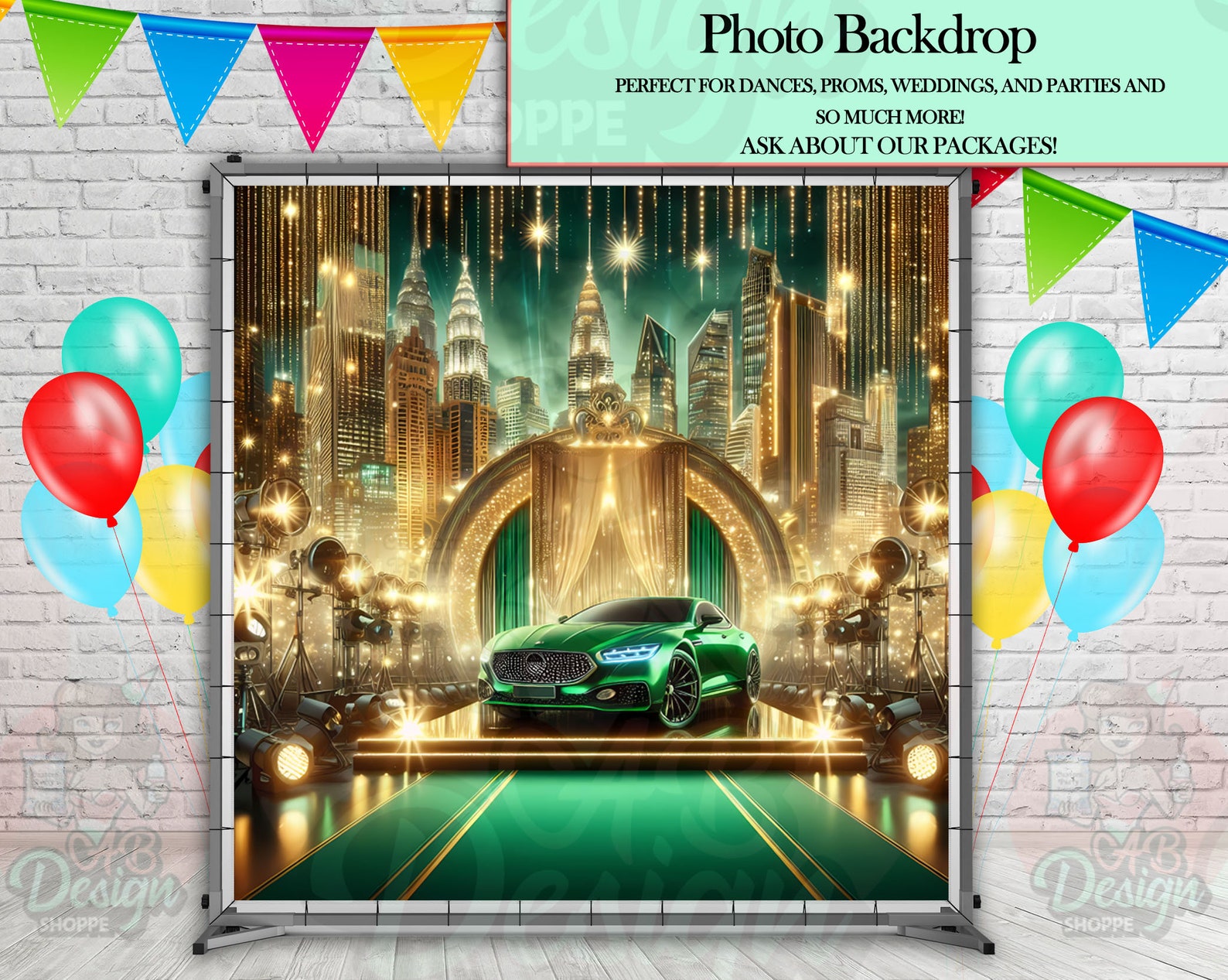 Green and Gold Elegant Photo Backdrop- Digital Download Bundle - Etsy