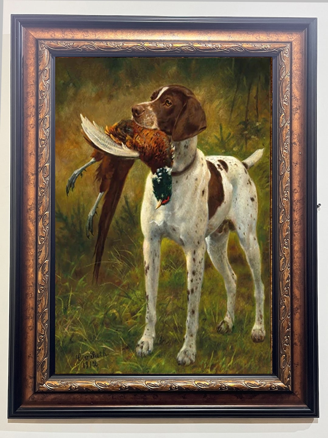 Reproduction Canvas Print - English Pointer With Pheasant by Henry Von ...