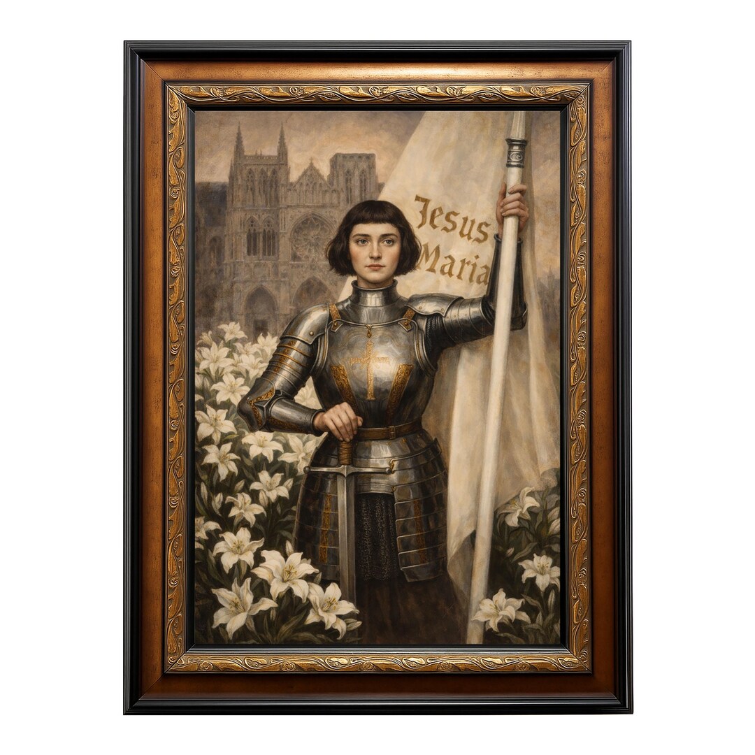 Joan of Arc by Lynch Framed 42x30 Art Nouveau Saint Portrait Wall Art ...
