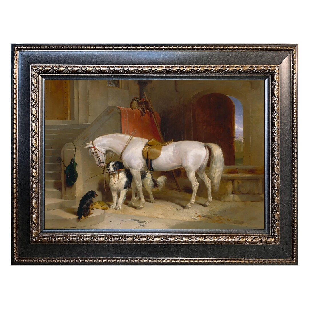 White Horse Hunter With Dogs – Animal Painting by Edwin Henry Landseer ...