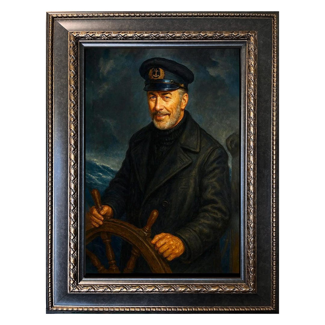 Portrait of Captain Gregg Sea Captain Oil Painting 42x30 Framed ...