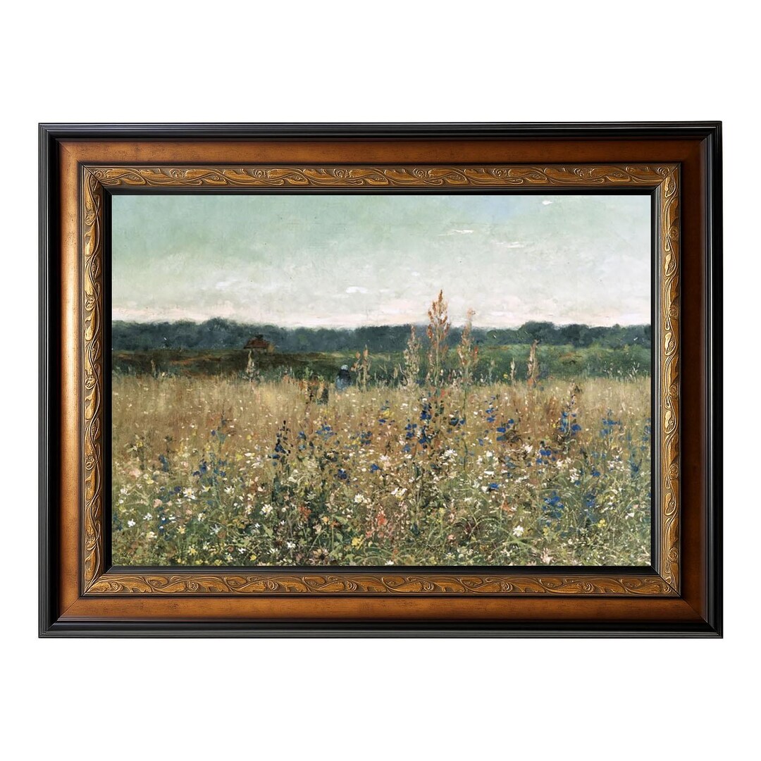 Champ Fleuri Flowery Field Art Print Vintage Meadow Wildflowers ...