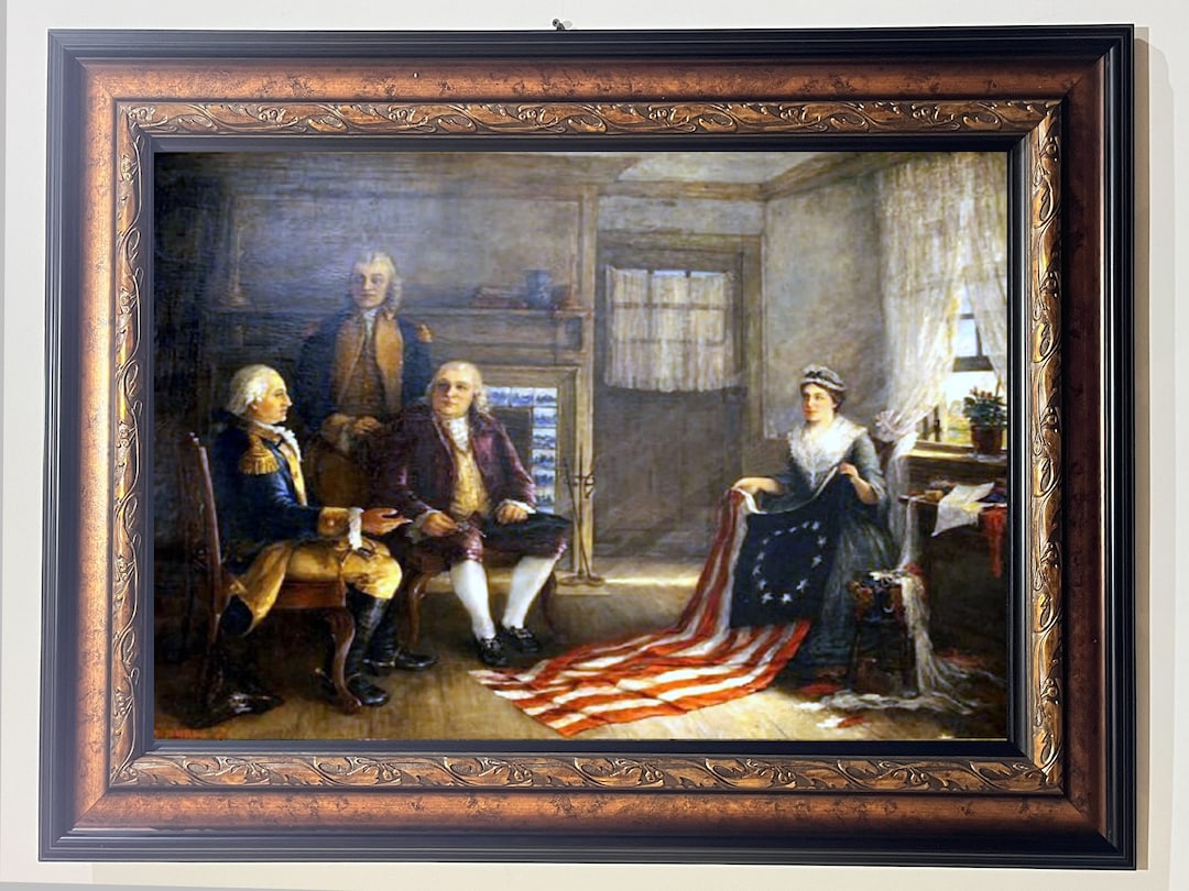 Framed Betsy Ross Sewing the First US Flag in History, US History ...