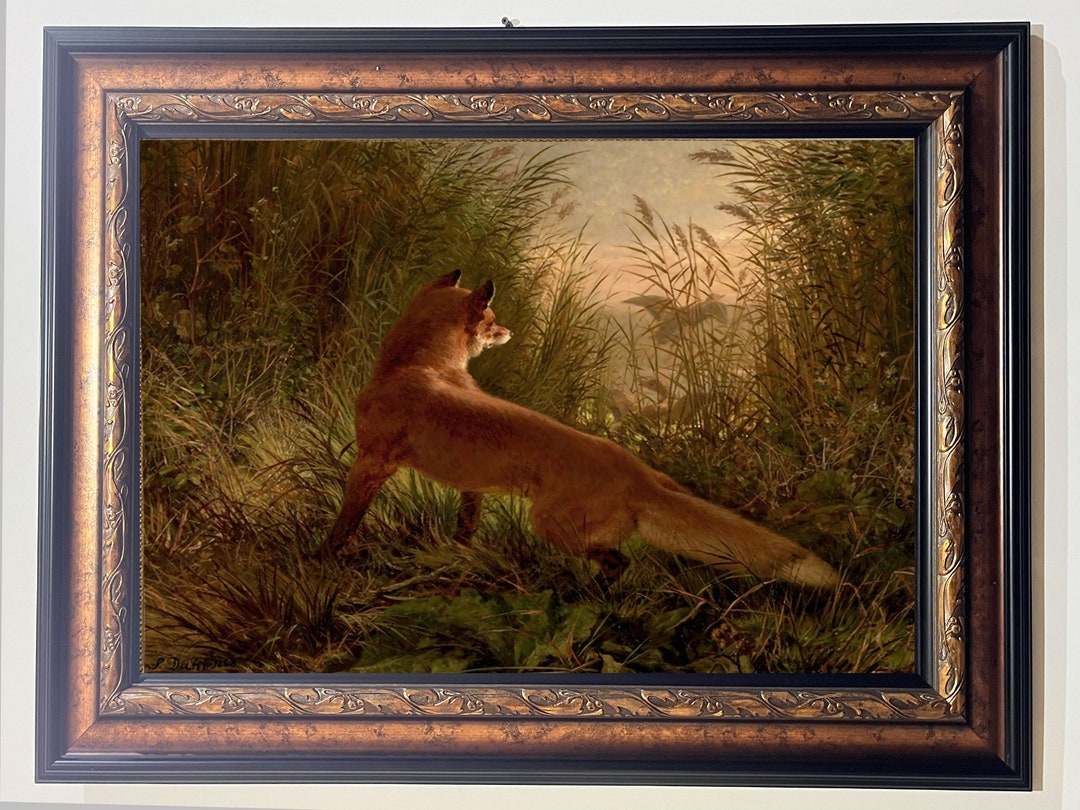 Siegwald Dahl's "a Fox, Fox Flushing Ducks" (1868) - Framed Canvas ...