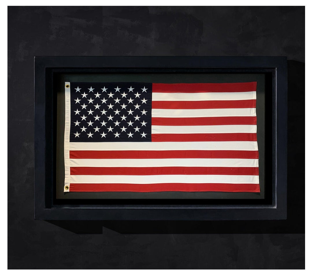 Large American US Flag Shadow Box Embroidered Cotton Modern Flag ...