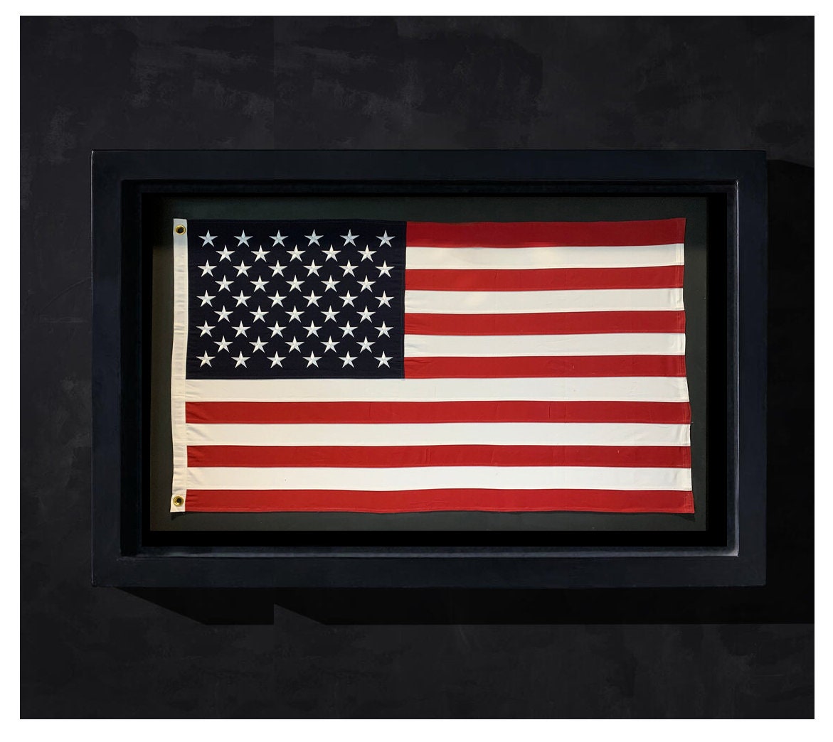 Large American US Flag Shadow Box Embroidered Cotton Modern Flag ...