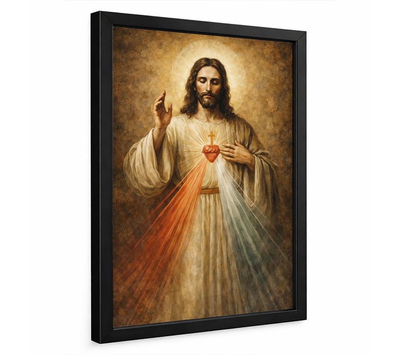 Divine Mercy Sacred Heart of Jesus Framed 42x30 Catholic Religious Wall ...