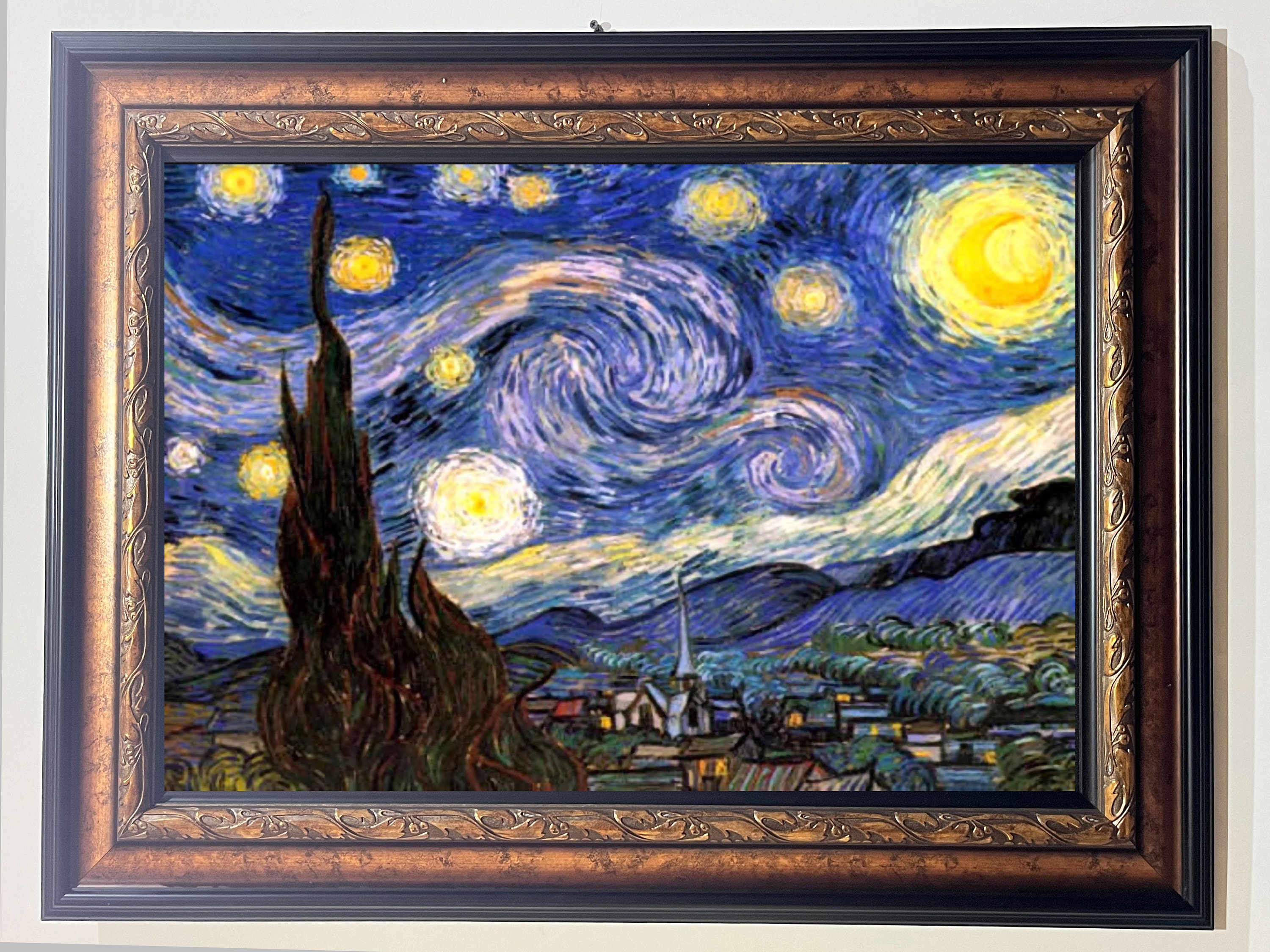 Framed Starry Night by Vincent Van Gogh, Antique, Post Impressionist ...