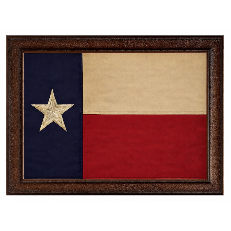 Large Texas Flag Wall Art Framed Vintage Rustic Western Lone Star Decor ...
