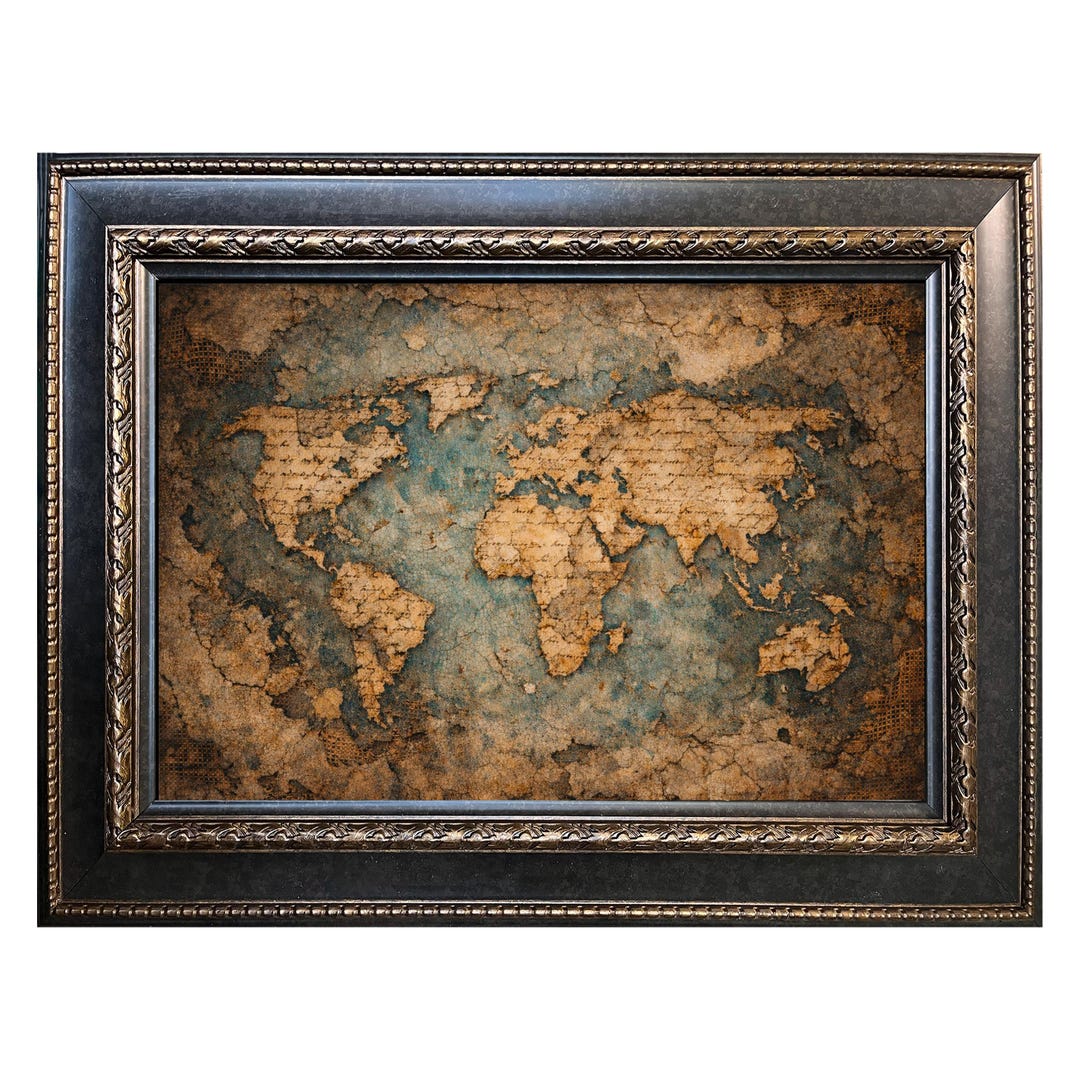Ancient World Map Fresco – Antique Old World Architectural, Aged ...