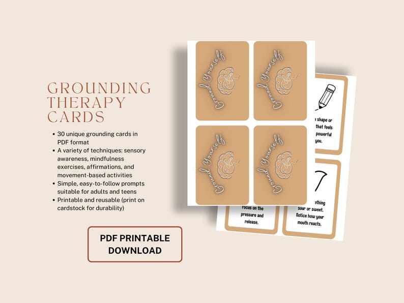 Grounding Cards – 60 Printable Therapy & Mindfulness Cards | Coping ...