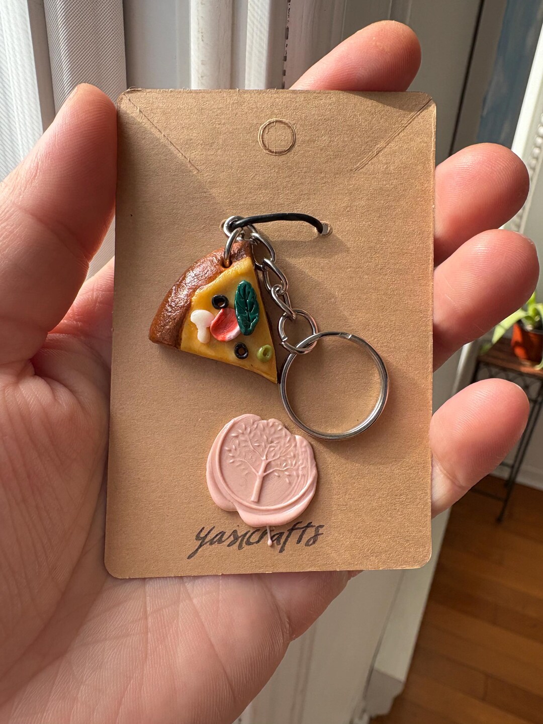Pizza Slice Polymer Clay Keychain | Handmade Cute Craft Minimal Charm ...