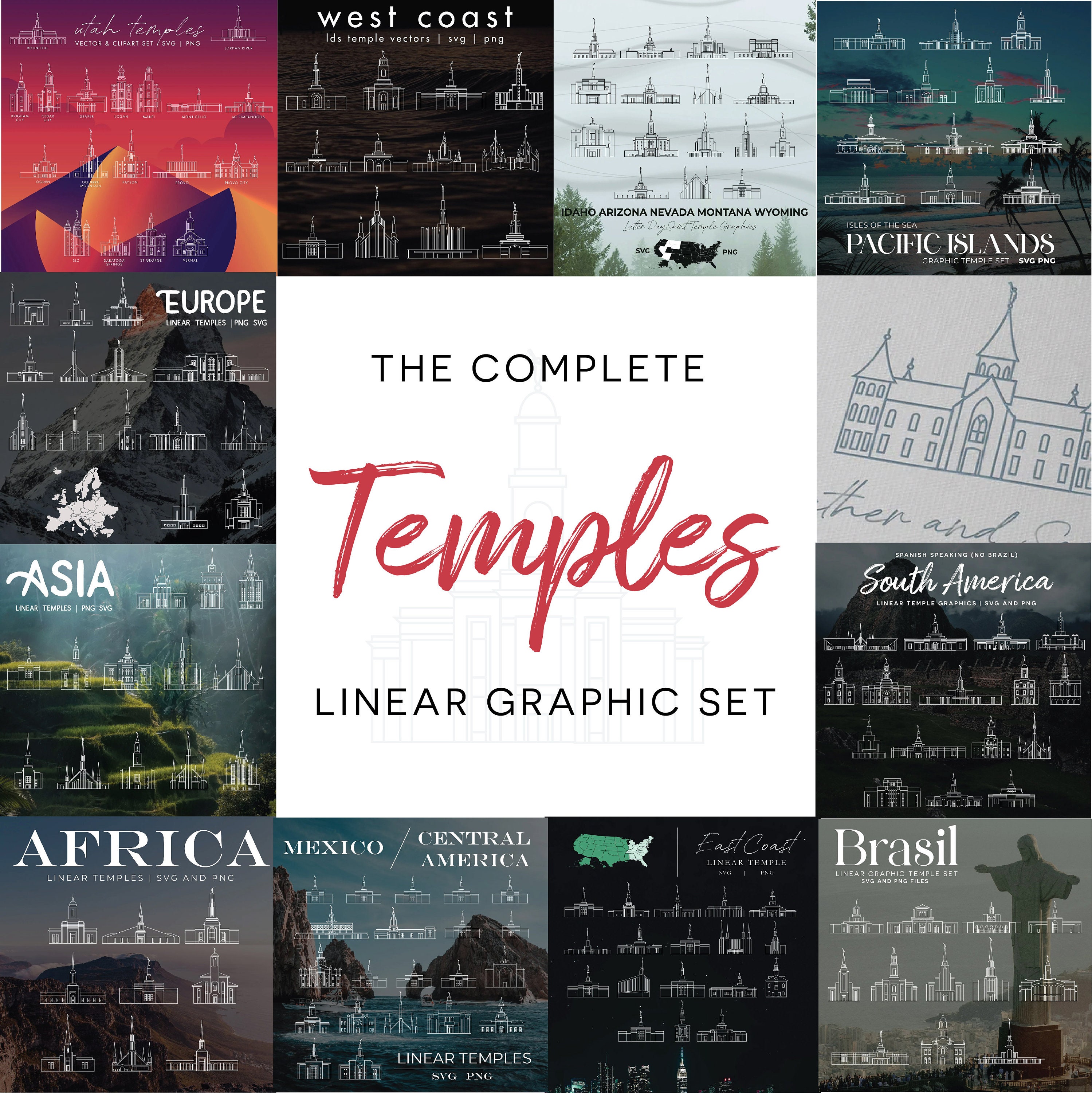 LDS Lineartemple Vector Set, Complete Set, Temple Bundle, Includes AI ...