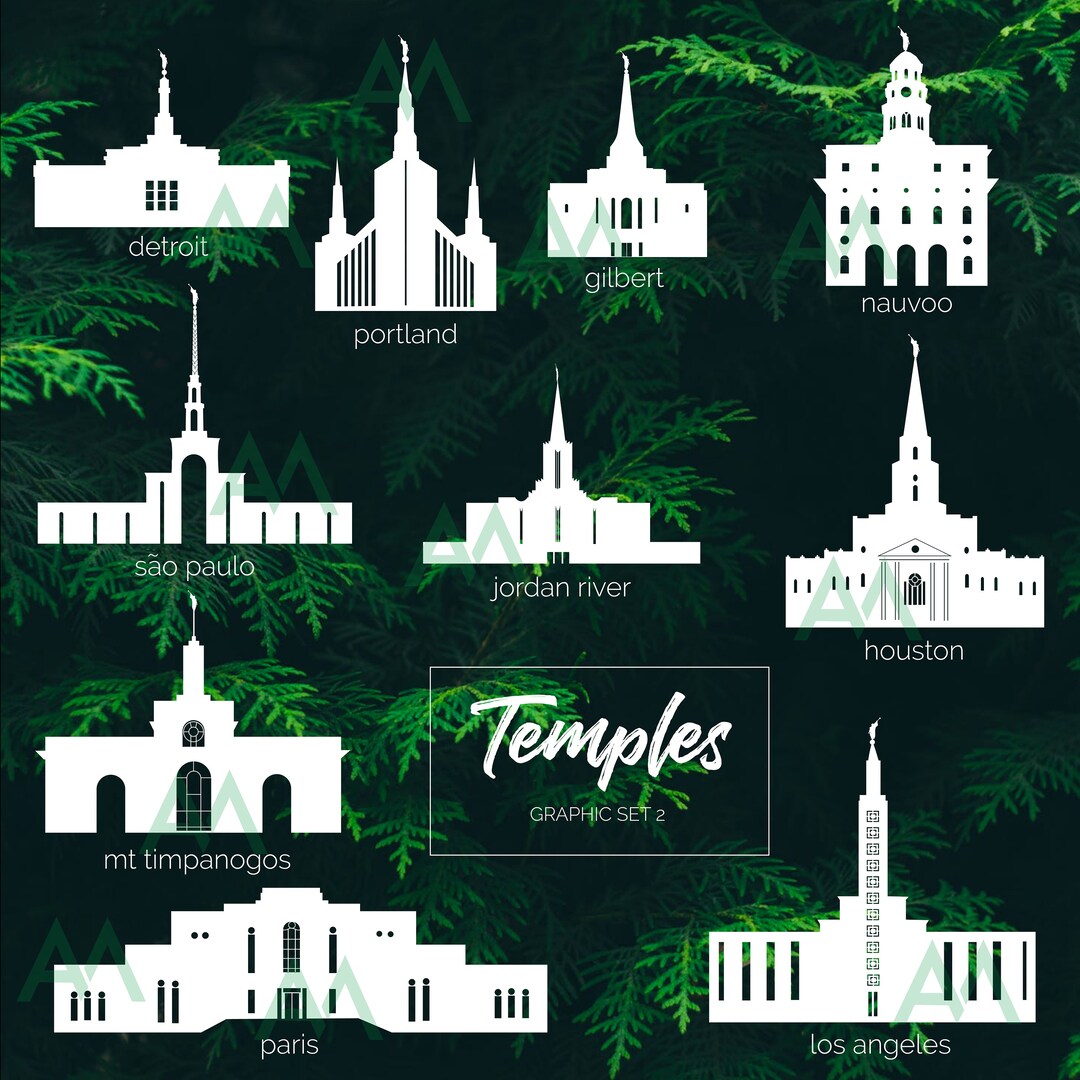 Temple Vector Set 2, Temple Graphics, Mormon, Lds, AI, SVG, PNG Detroit ...