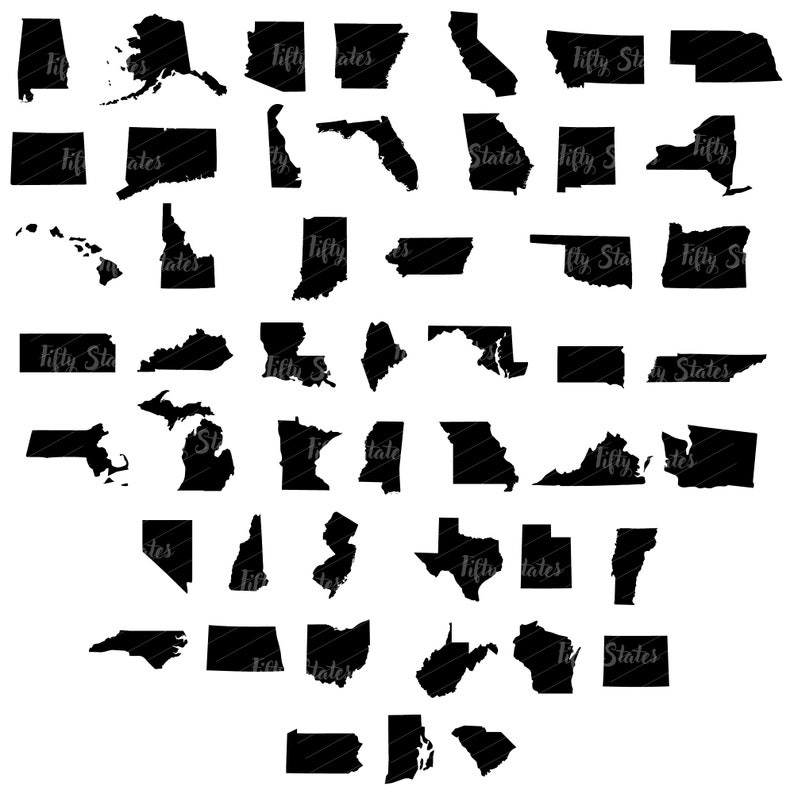 50 States Vector Set SVG and AI Files All 50 States Download - Etsy