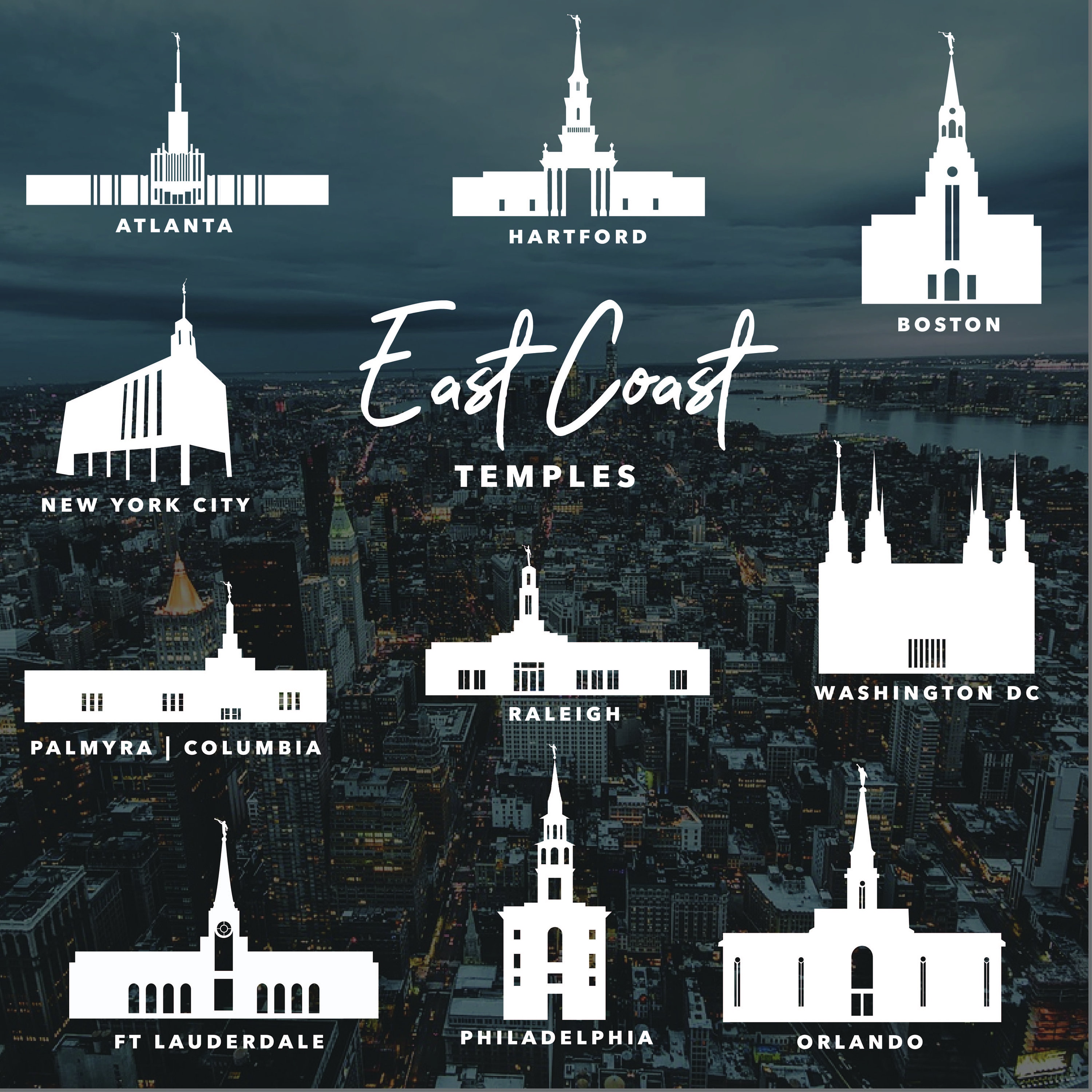 LDS Temple Vector Set East Coast Temple Graphics, Lds, Illustrator File ...