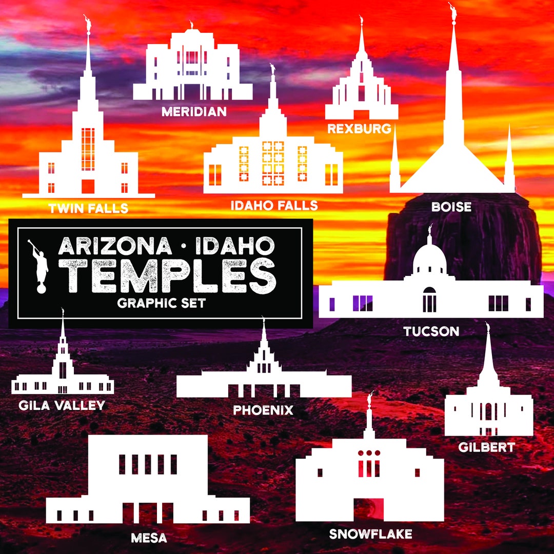 LDS Temple Vector Set arizona, Idaho Temple Graphics, Lds, Illustrator ...