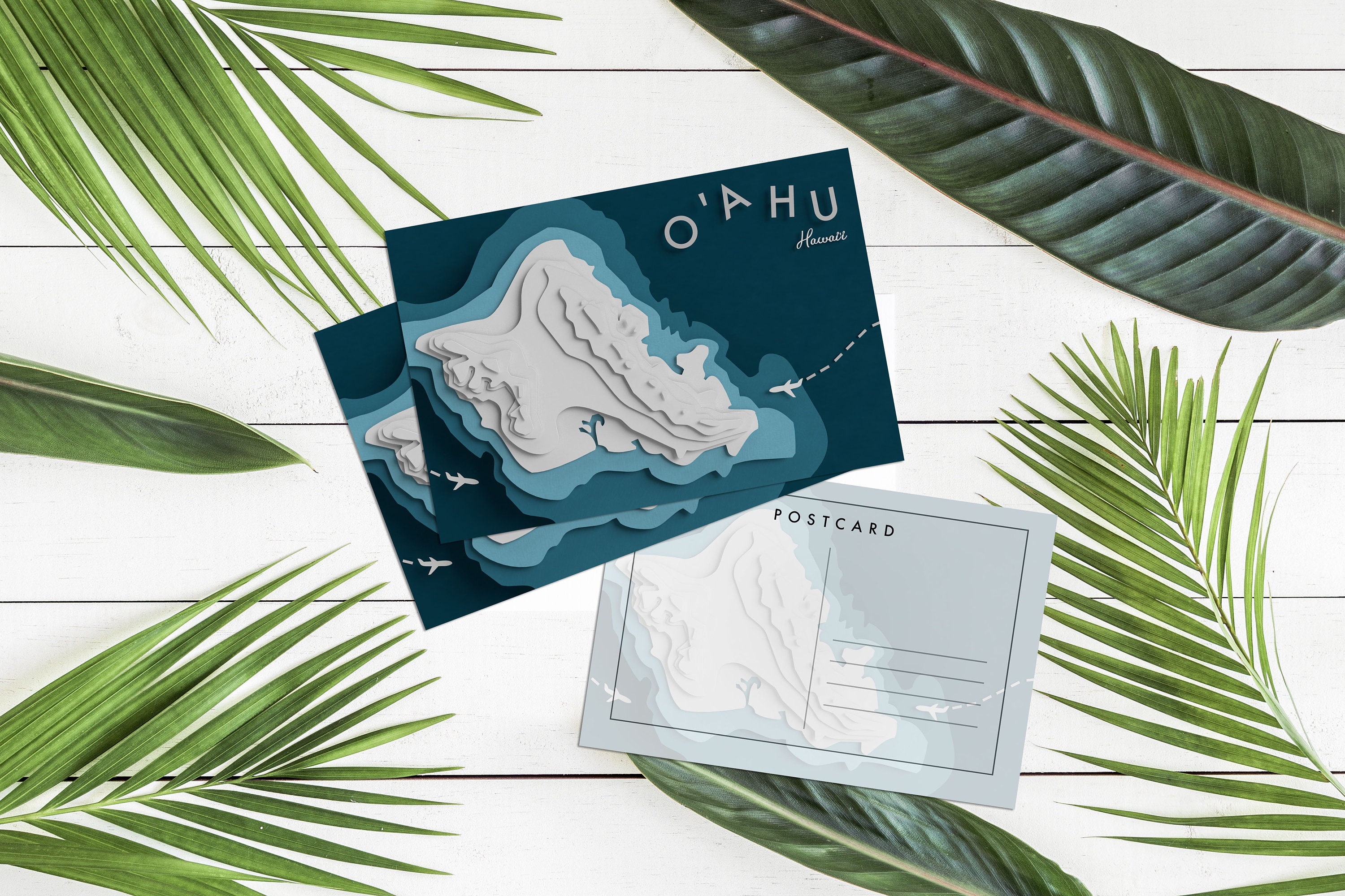 Oahu Hawaii Topographic Map Postcard With Bonus SVG for - Etsy
