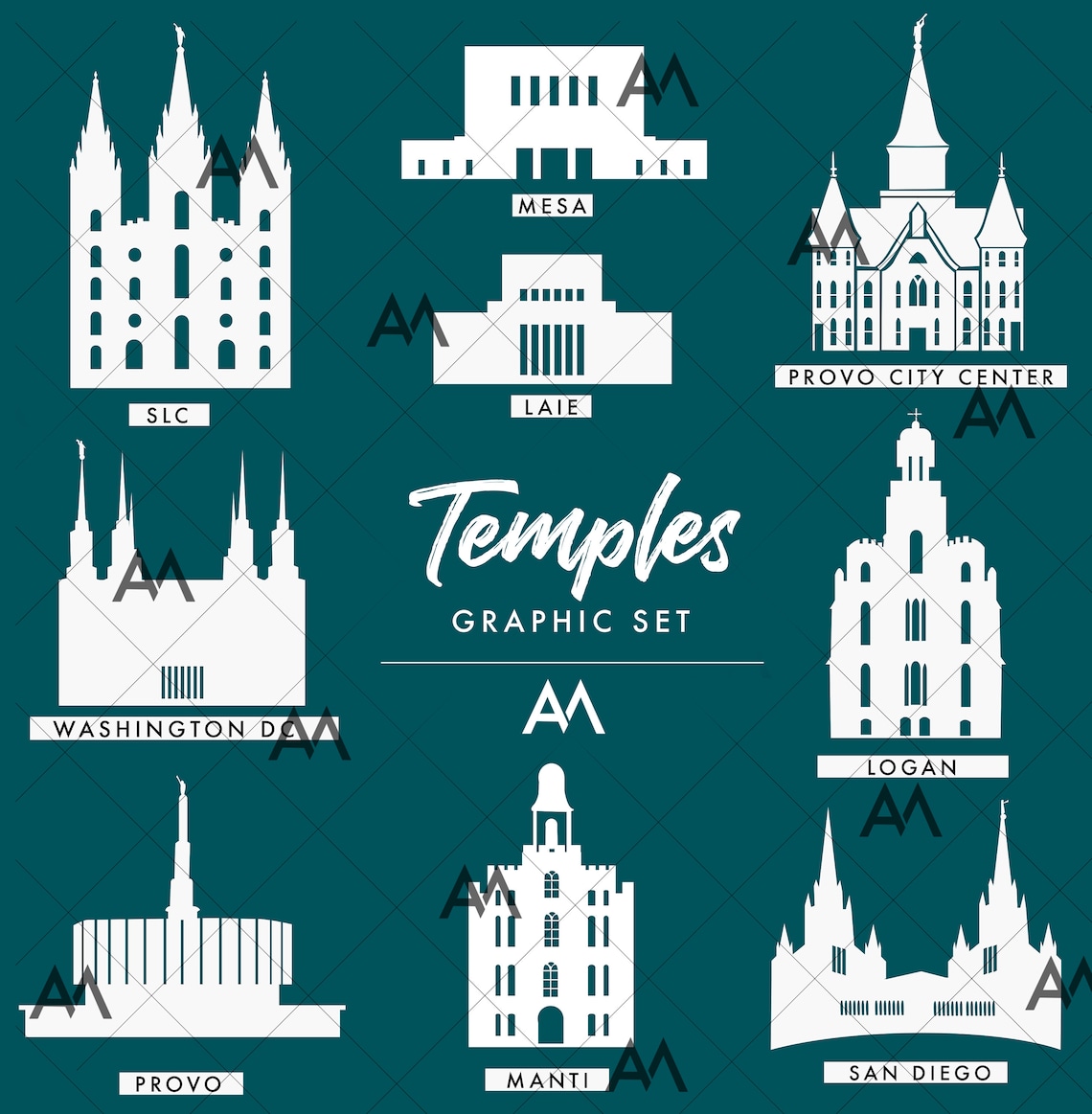 Conjunto de vectores del templo SUD templos populares | Etsy