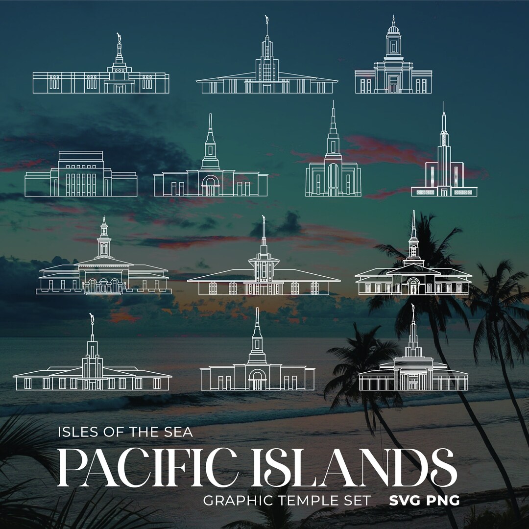 Pacific Islands Linear Temple Graphic Set - Instant Download - SVG and ...